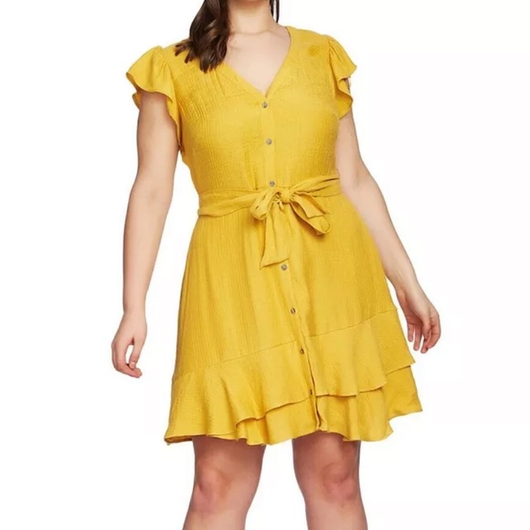 1. State | Dresses | State Ruffle Fit Flare Dress Mustard Yellow | Poshmark